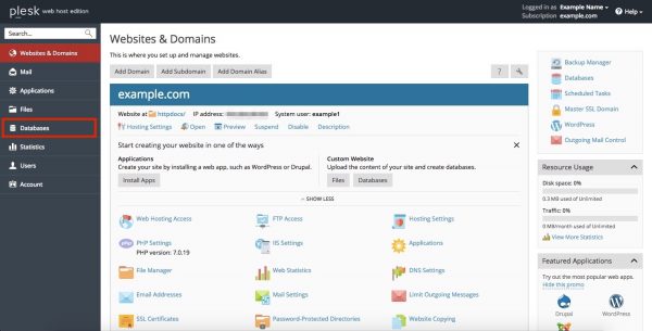 How To Create A Mysql Or Mssql Database In Plesk Panel 